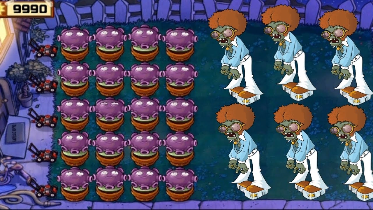 PvZ - Survival - Night - Gloom-Shroom Gameplay - Mini Games ...