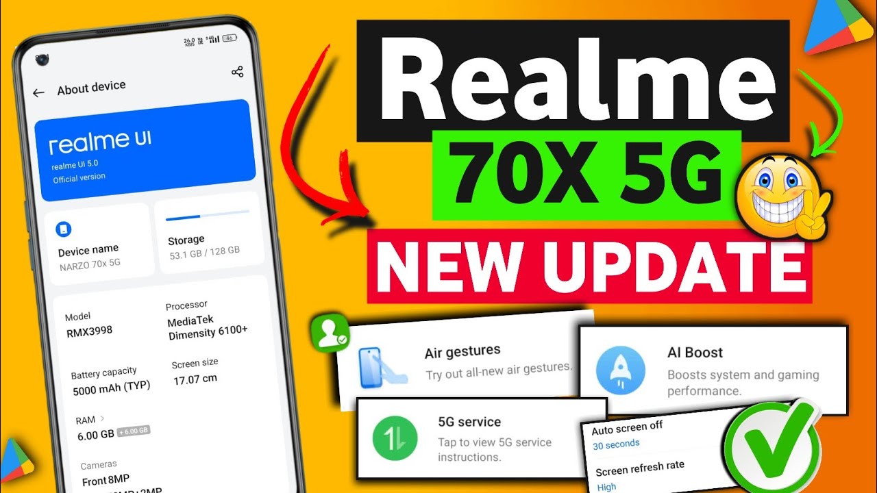 Realme Narzo 70x 5G New Update | 40+ Special Features - Tips & Tricks |🔥🔥 - YouTube