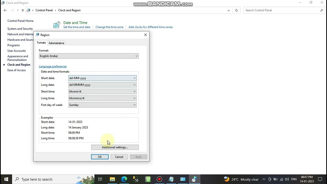 Set date format (dd-MMM-yy) in Windows10 - YouTube