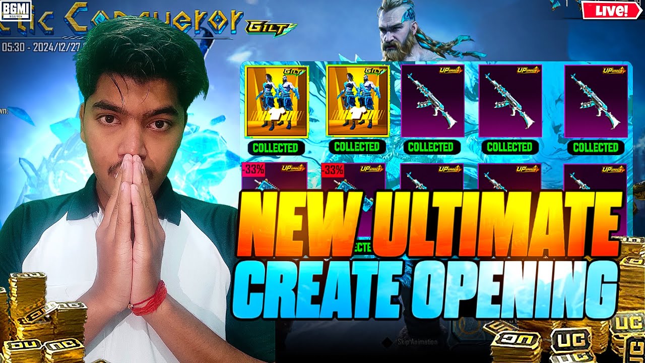25000 UC NEW ULTIMATE SUIT + GLACIER UZI CREAT OPENING😱😵 SOLO CONQUEROR ...
