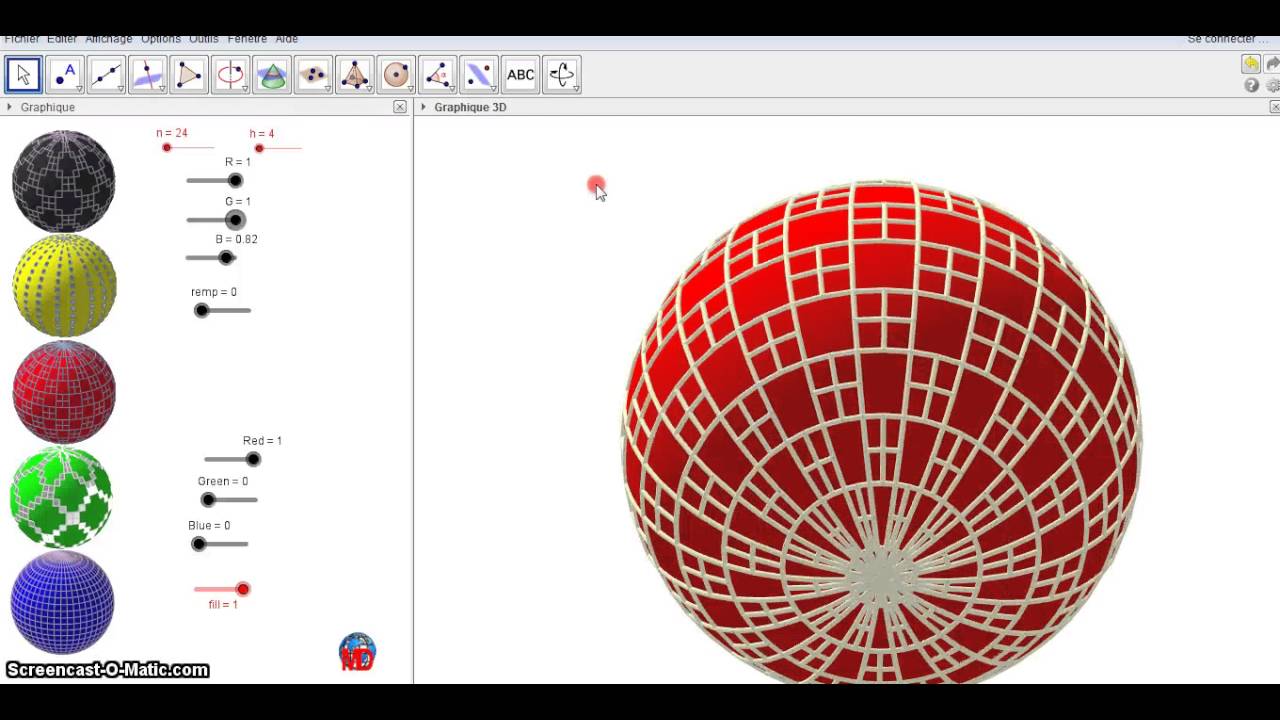 Squared patterns on a sphere (Geogebra3D) - YouTube