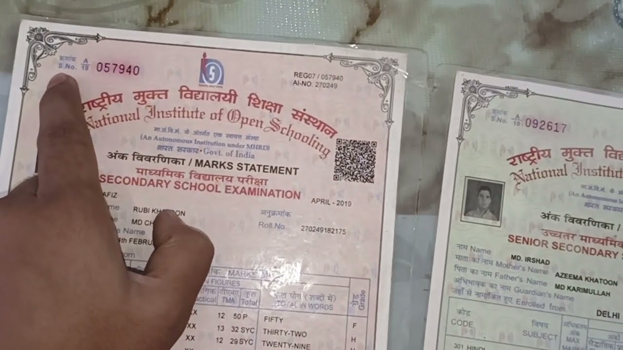 Nios Origional Marksheet October 2023 Download Now || मार्कशीट कब और ...