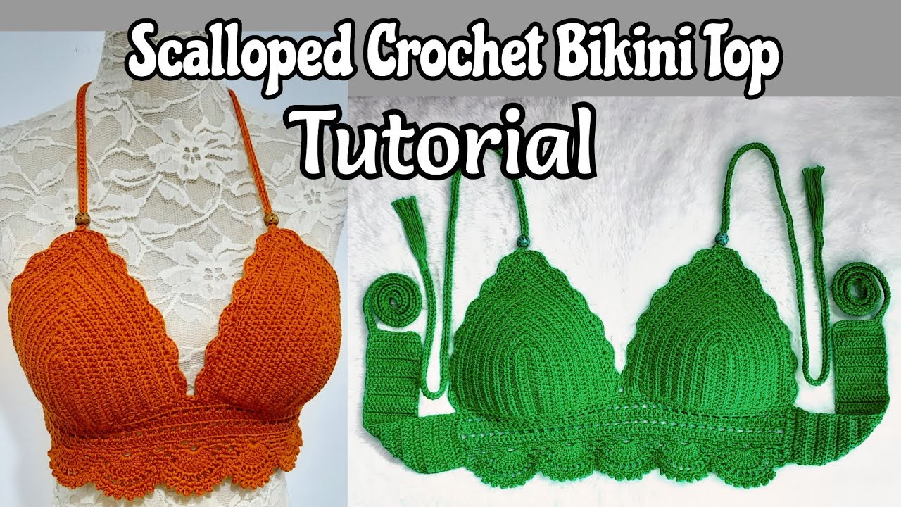 Scalloped Crochet Bikini Top Full Tutorial - YouTube