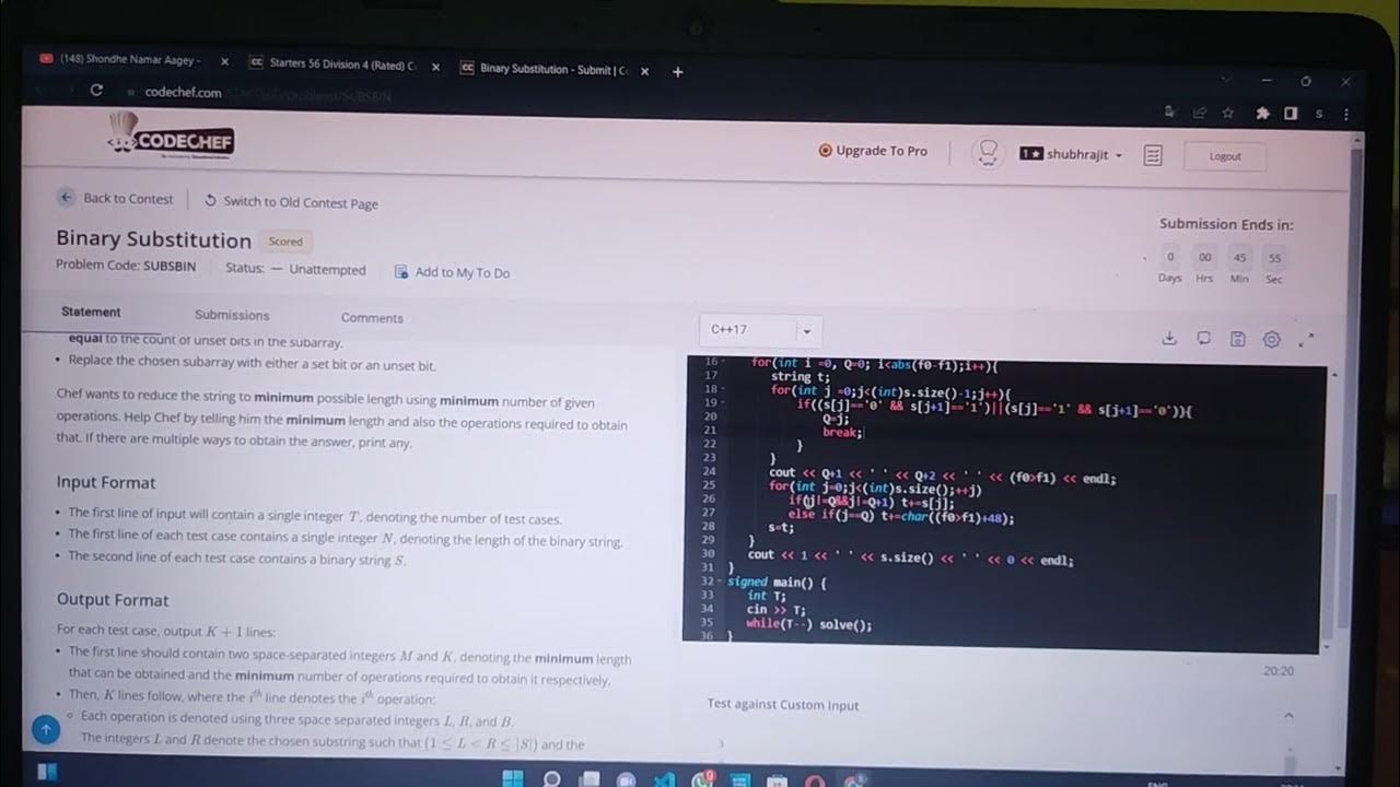 Binary Substitution Codechef Starters 56 Youtube