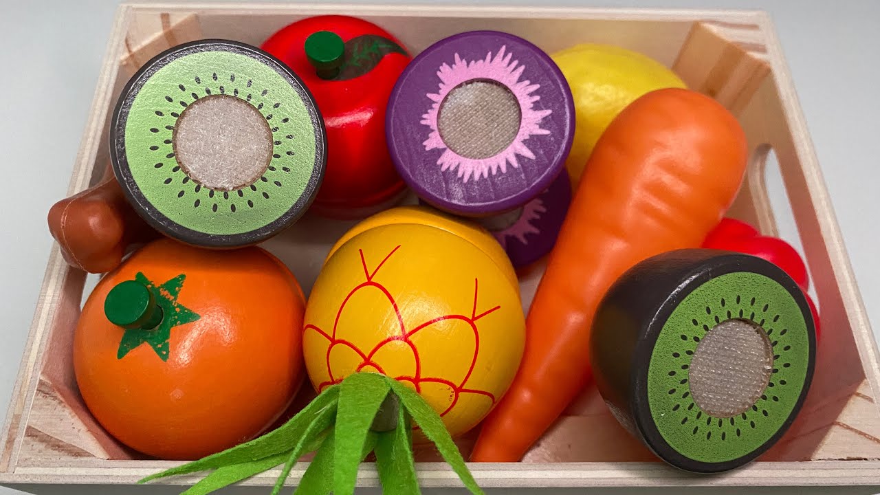 Satisfying ASMR/Cutting Wooden Fruits and Vegetables/kiwi,carrot,lemon,tomato🍉 - YouTube