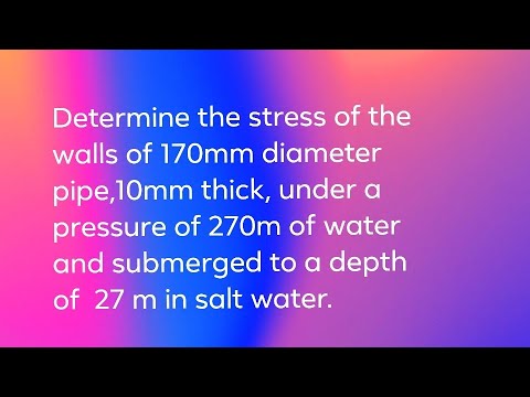 Determine the stress of walls of a 170mm diameter pipe, 10mm thick ...