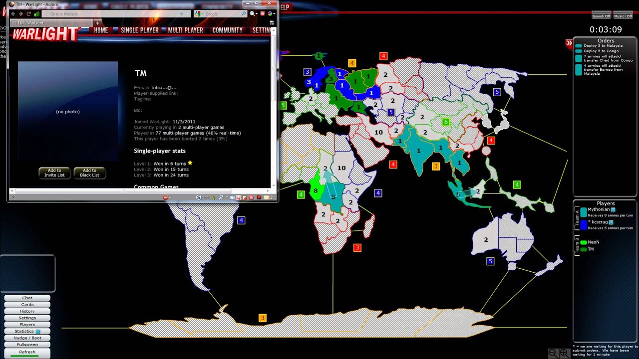 WarLight - 2v2 G004: NeoN and TM - YouTube