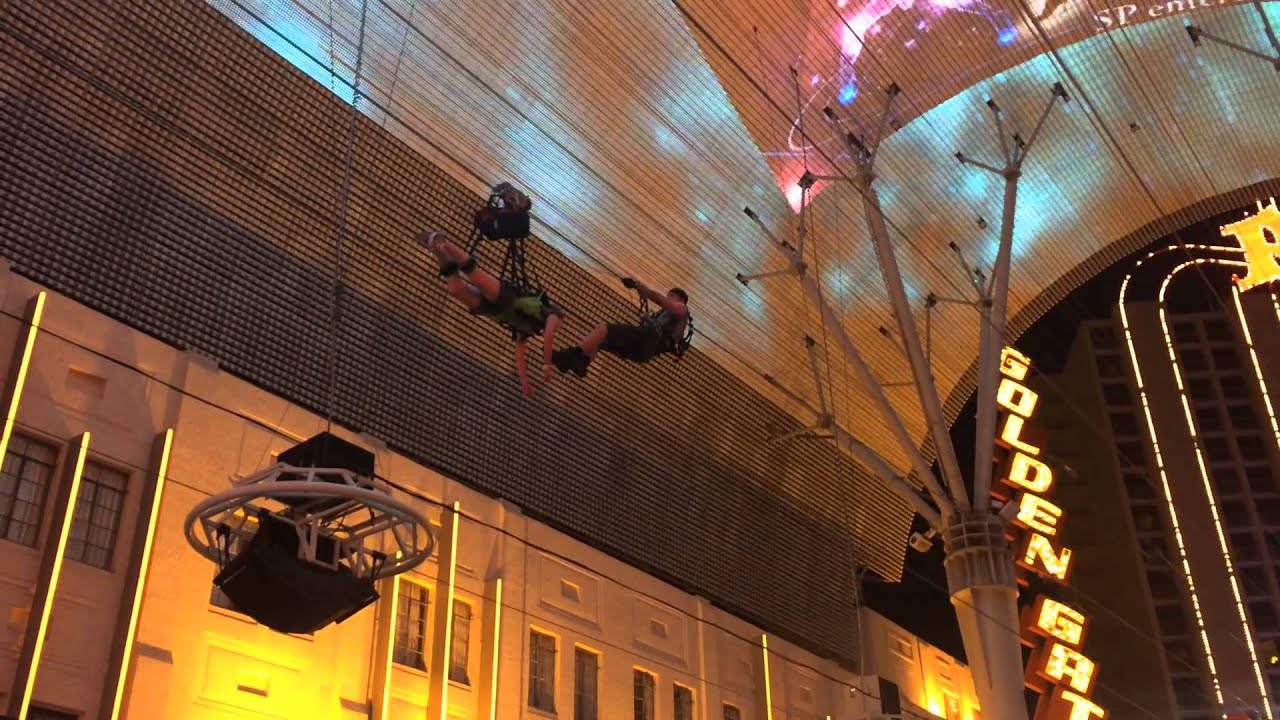 Fremont Street. Girl Trapped Mid-Air on Zip line. Rescued. Awesome ...