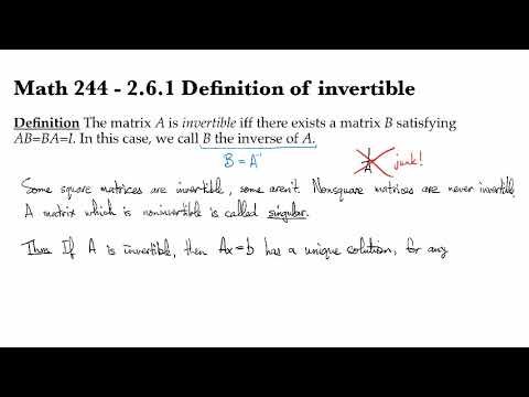 2.6.1 Definition of invertible - YouTube
