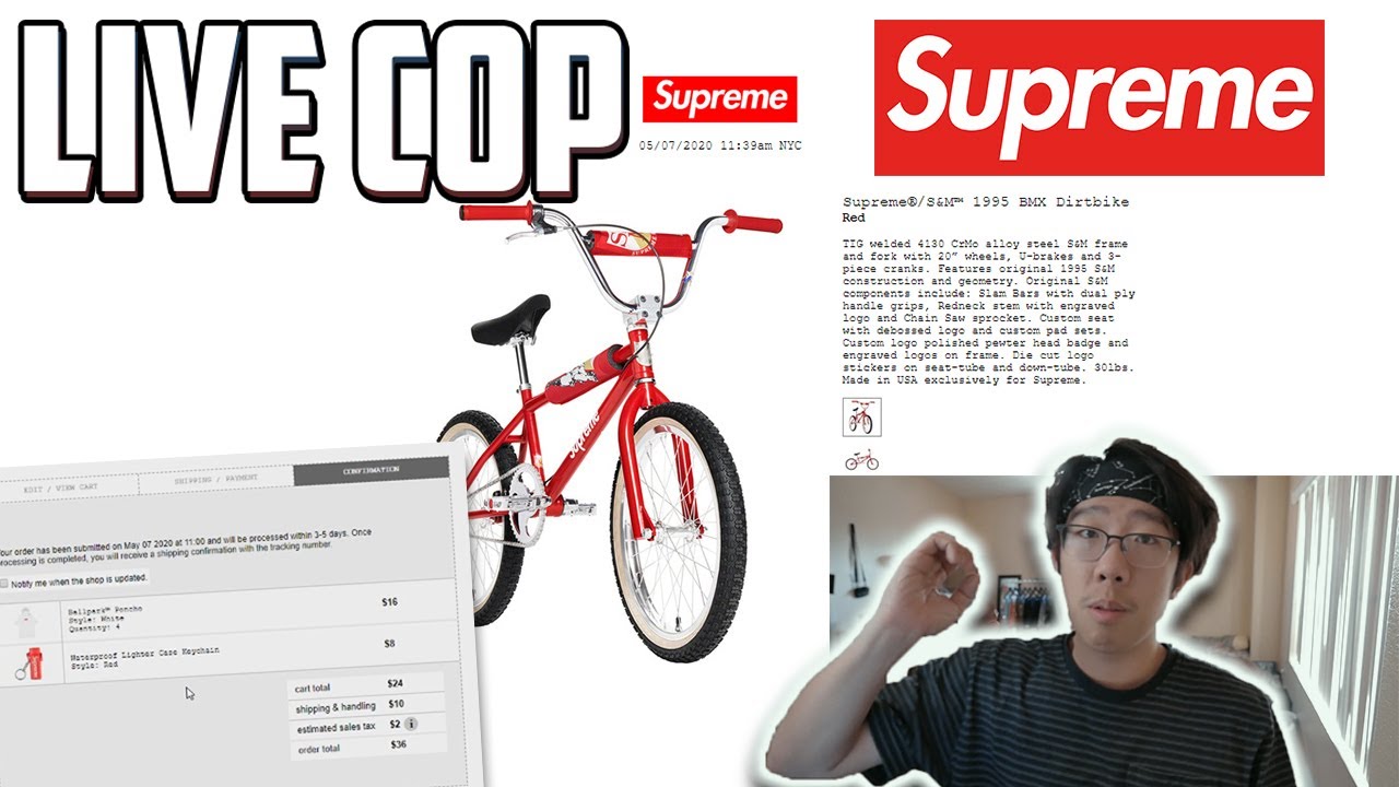 BIKE DROP LIVE COP (Supreme SS20 Week 11 Online Manual Checkout) - YouTube