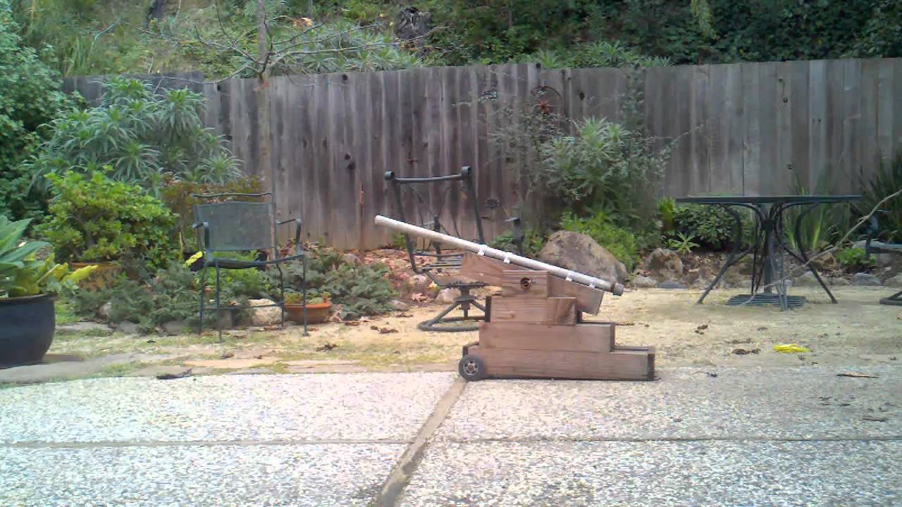 Firing Homemade Cannon In Backyard - YouTube