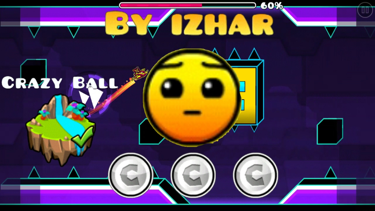 Geometry dash (2.1) "crazy ball" by izhar [3 coins] - YouTube