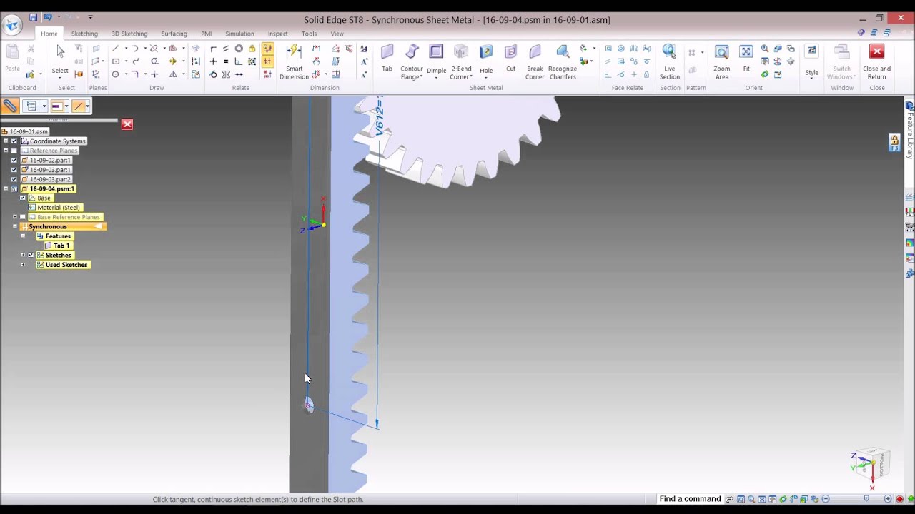Solid Edge ST8 rack and pinion - YouTube
