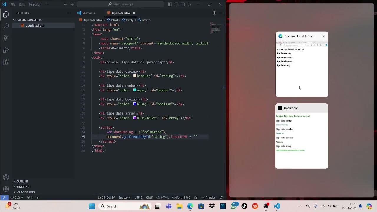 mengenal tipe data dan variable di javascript - YouTube