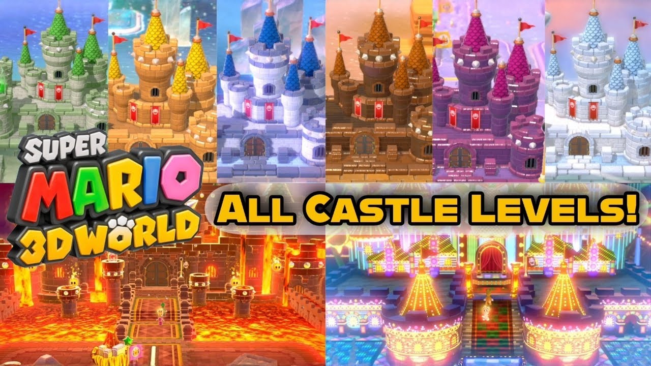 All Castle Levels! Super Mario 3D World - 2 Player 100% Complete (No ...