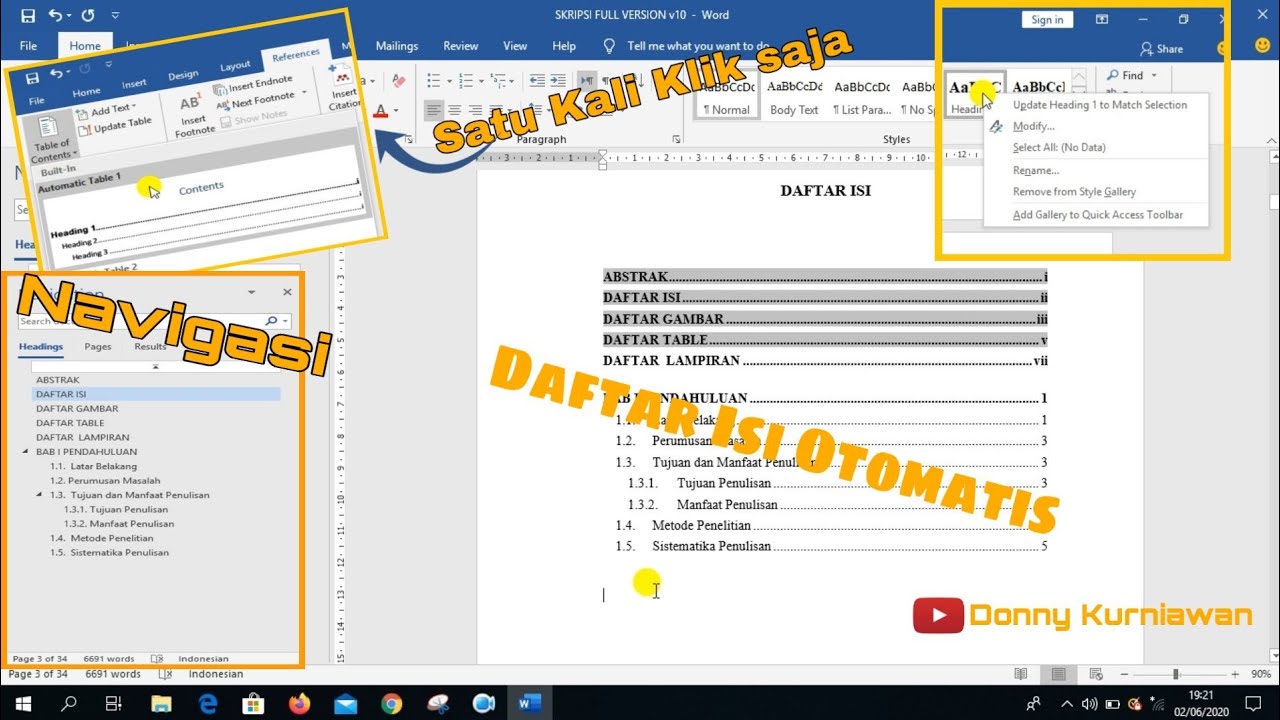 Cara Mudah Membuat Daftar Isi Secara Otomatis - Tutorials #1 - YouTube