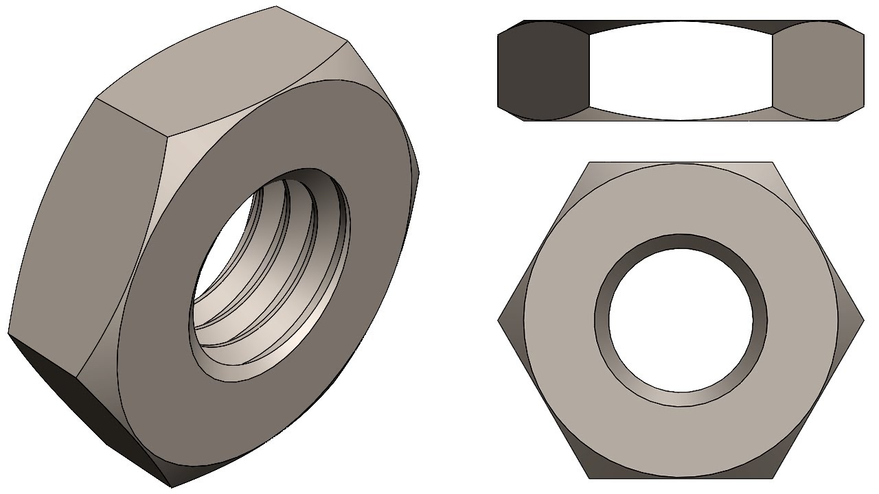 8 SolidWorks Tutorial 0008 M3 Hex Nut Thin YouTube