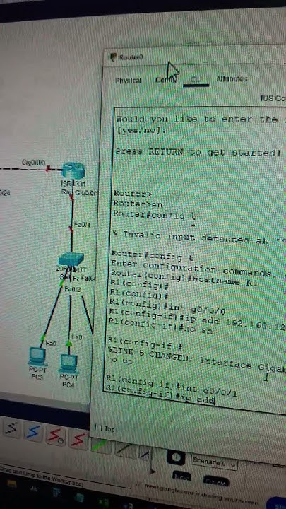 Assigning ip add to router interface in cisco packet tracer # ...
