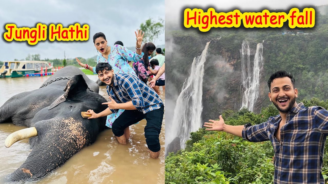 Karnataka Mai Hathi Ko Ragad Ragad Ke Nehlaya😱 Or Dekha Jog Falls😍 Vinay Thakur Vlogs Youtube