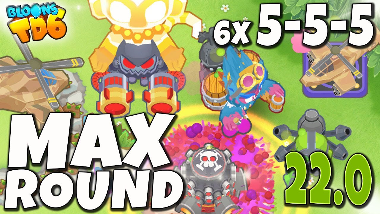 MAX ROUND | 6x 5-5-5 TIER | Bloons TD6 PL MODS - YouTube
