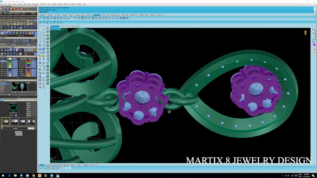 How to make 3D gemvision jewelry design matrix 8 - YouTube