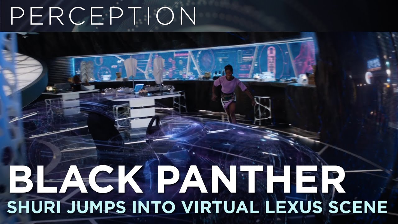 BLACK PANTHER SHURI'S LAB - Shuri jumps into virtual Lexus car - YouTube