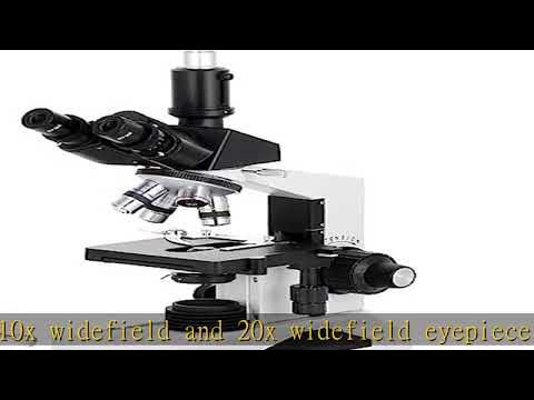 AmScope T490B-DK Compound Trinocular Microscope, WF10x and WF20x Eyepieces, 40X-2000X ...