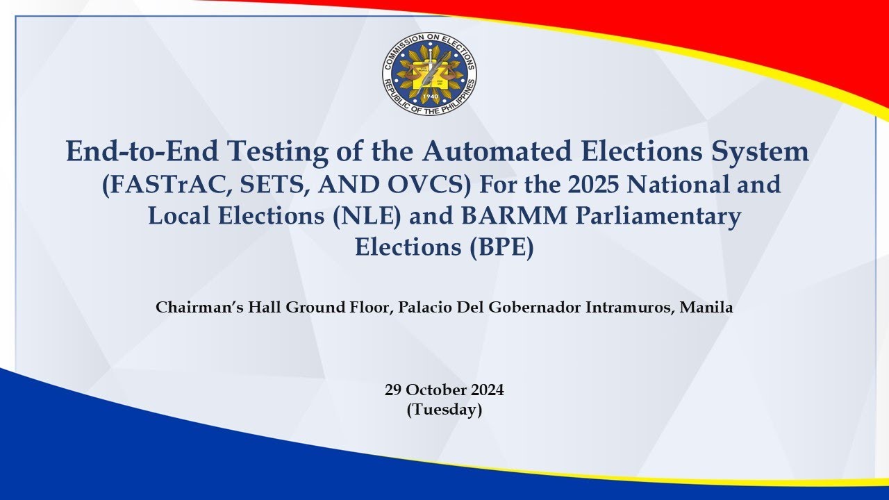 End-to-End TESTING OF THE AUTOMATED ELECTIONS SYSTEM - YouTube
