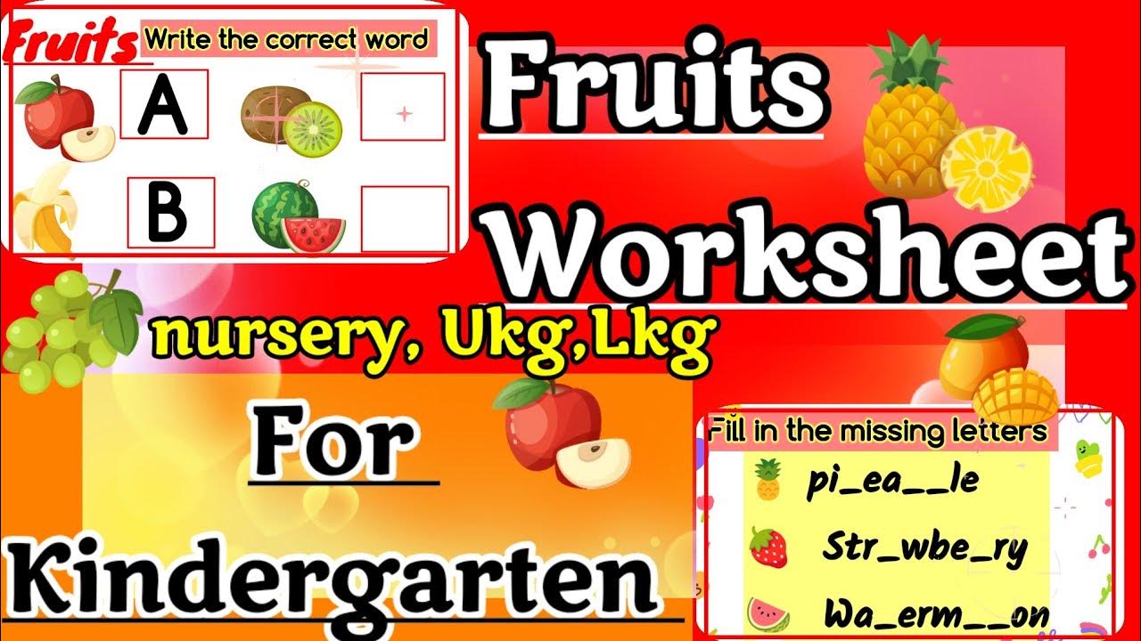 Fruits Name Worksheet For Kids/Learn About Fruits/Pre School Junior ...