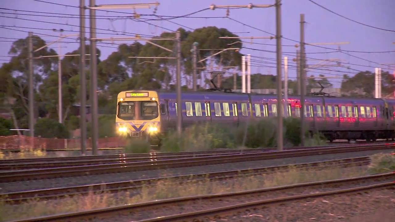 Metro Trains Melbourne suburban passenger trains near Laverton 6am to ...