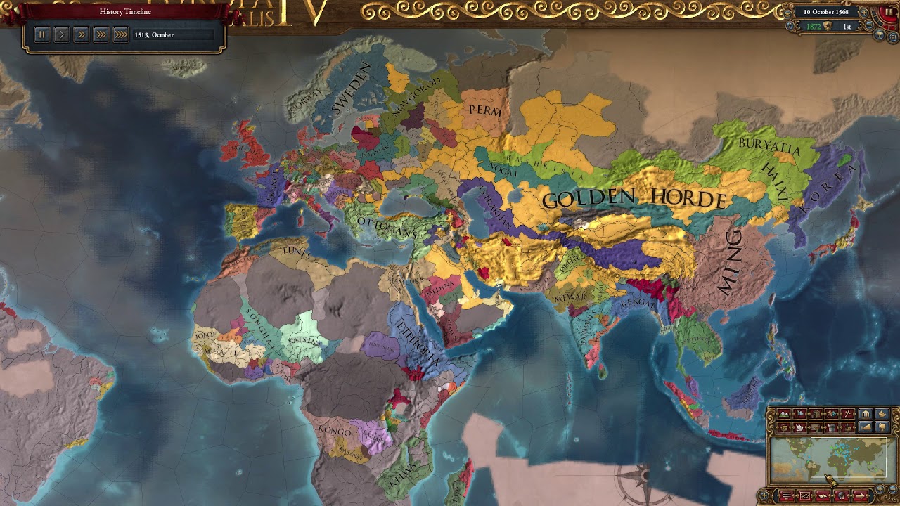 EUIV HRE Horde World Conquest Timelapse 1444 - 1568 - YouTube