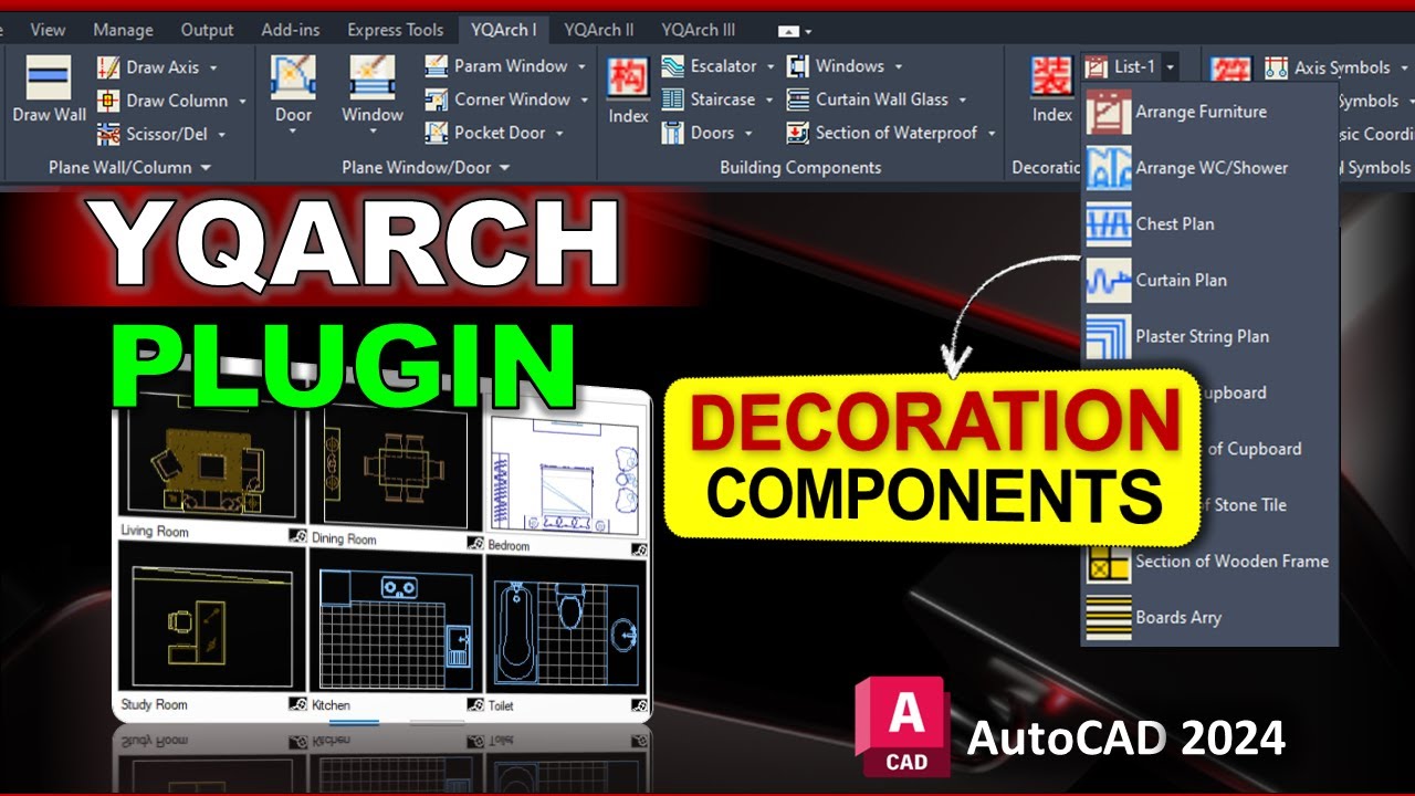Decoration Components | YQArch Plugin Tutorial - AutoCAD 2024 - YouTube