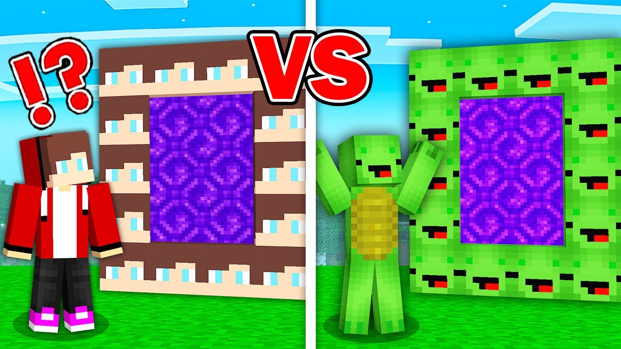 JJ vs Mikey Survival Portal Build Challenge in Minecraft - Maizen - YouTube