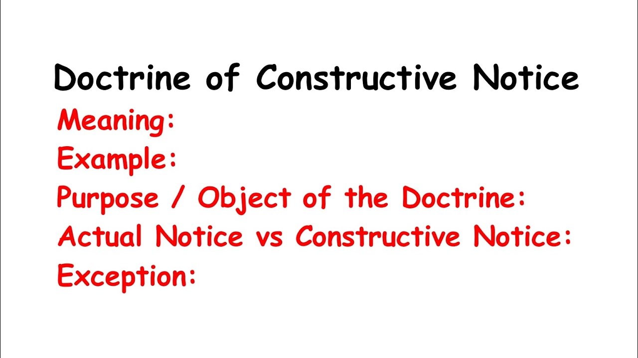 Doctrine of constructive notice | constructive notice in company law ...