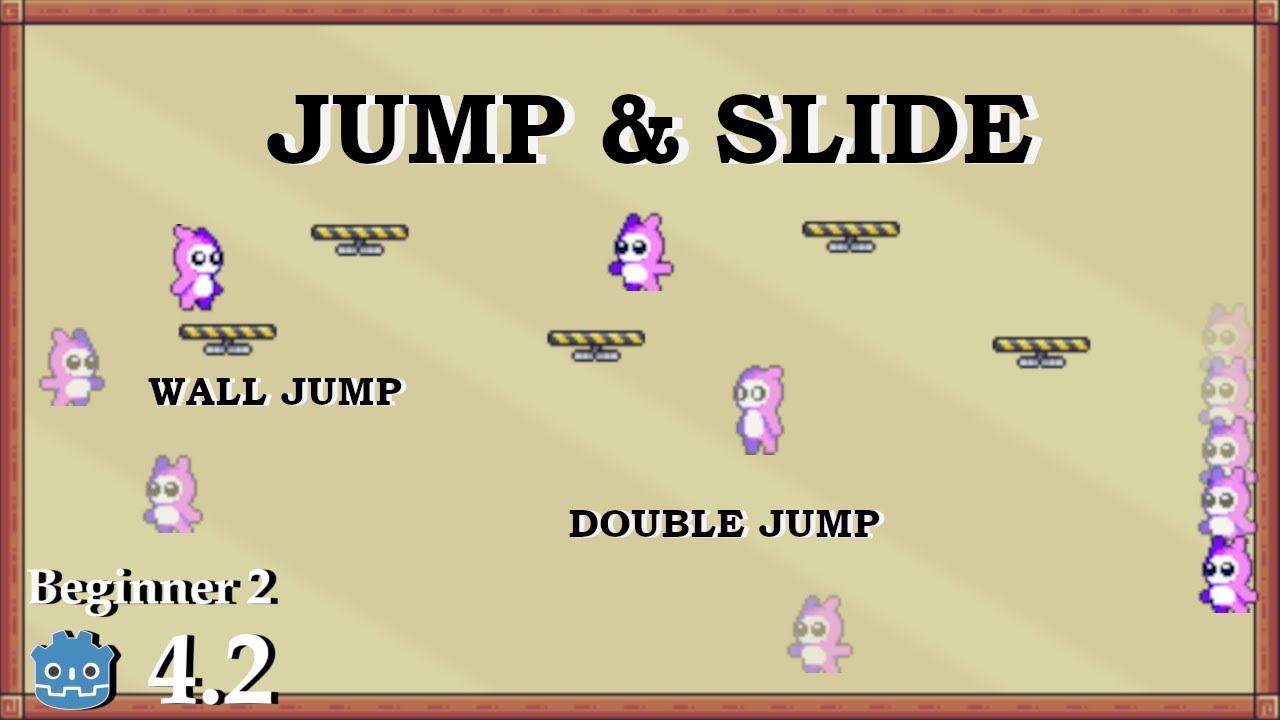 Wall slide + double and wall jump in 4 minutes - Learn Godot 4 - no ...