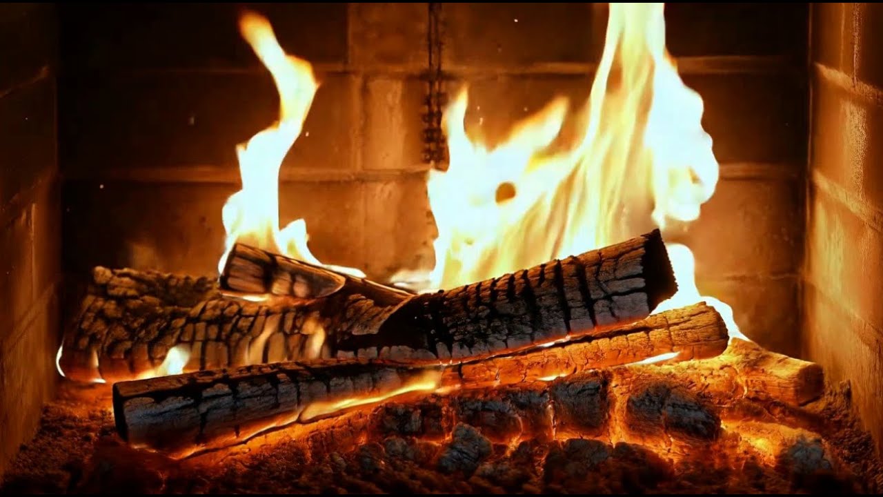 🔥 Fireplace blazing: Warm crackling fire, soft light for sleep and ...