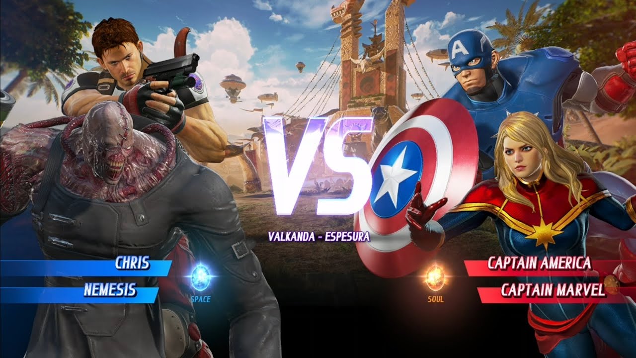 Chris y Nemesis Vs Captain América y Captain Marvel Marvel Vs Capcom ...