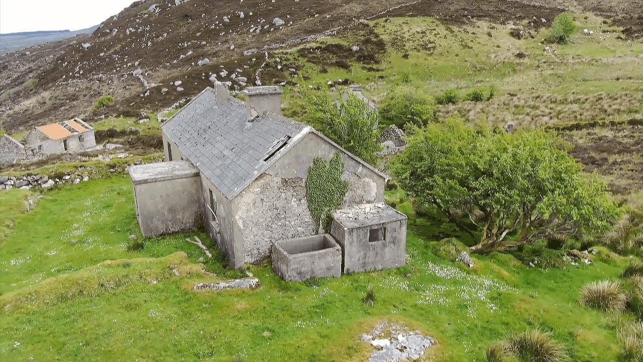 Drone footage of abandoned houses in the Ox Mountains, Ireland - YouTube