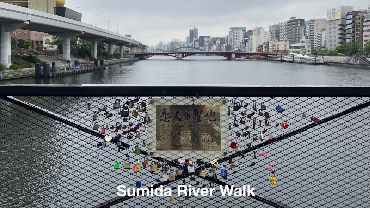 Sumida River Walk, Tokyo - from Oshiage to Sensoji すみだリバーウォーク - 押上から浅草寺 ...