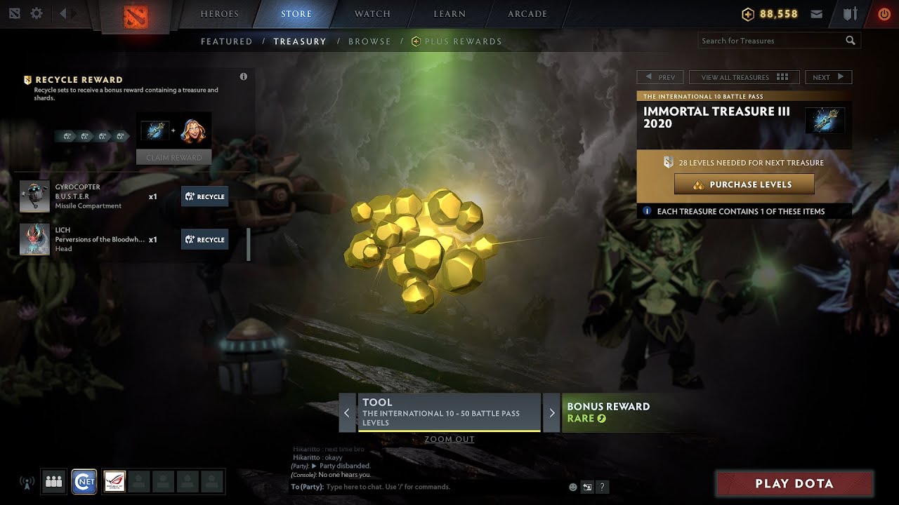 Dota2 TI10 Immortal Treasure 3 Rare Bonus reward won! - YouTube