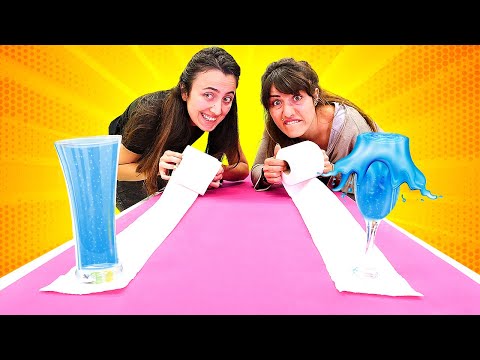 Çocuklar için video. Sevcan ve Ümit ile tuvalet kağıdı challenge. Kız oyunları