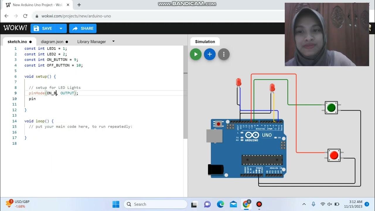 Simulasi rangkaian menggunakan 2 LED & 2 BUTTON || Simulator Wokwi || Prak Mikrokontroler - YouTube