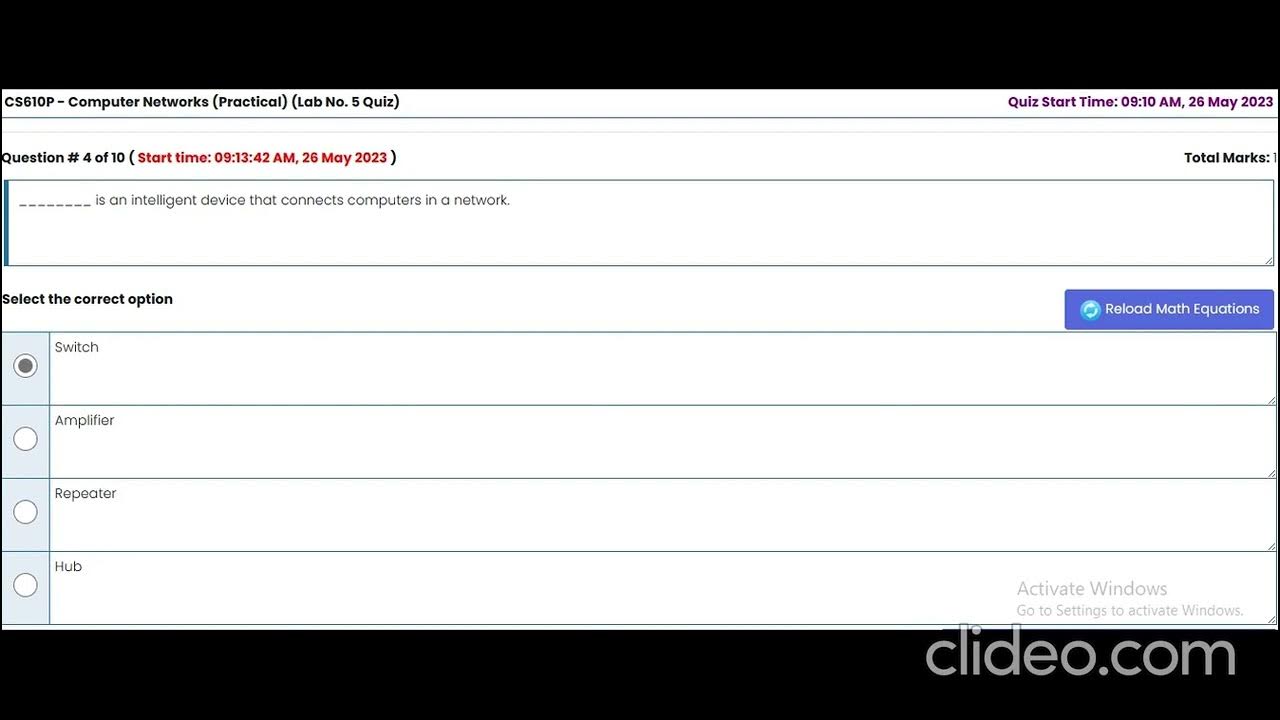CS610P - Computer Networks (Practical) Solved Lab No. 5 Quiz |Spring 2023 - May 26, 2023 | VU ...