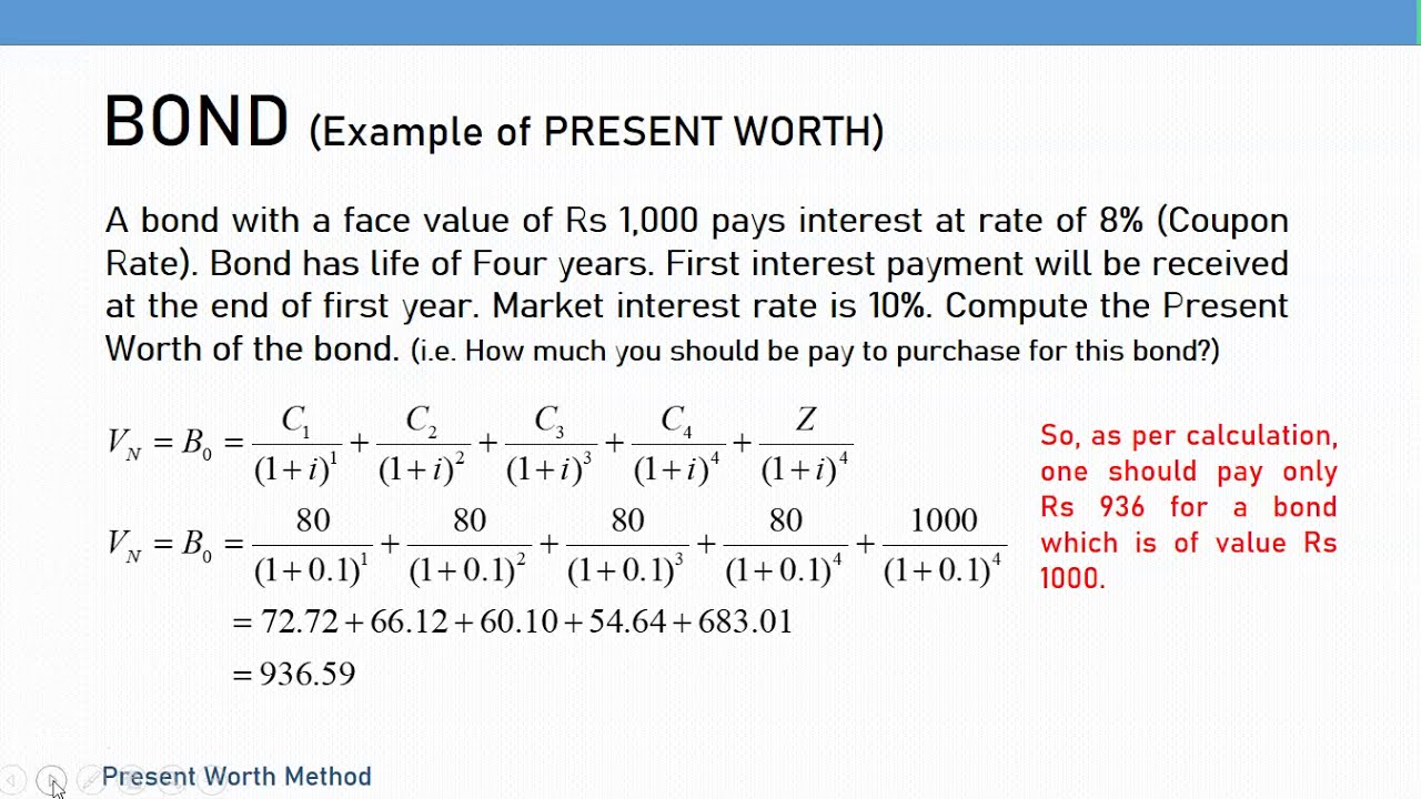 Use of Present Worth Method in Bonds Valuation - YouTube