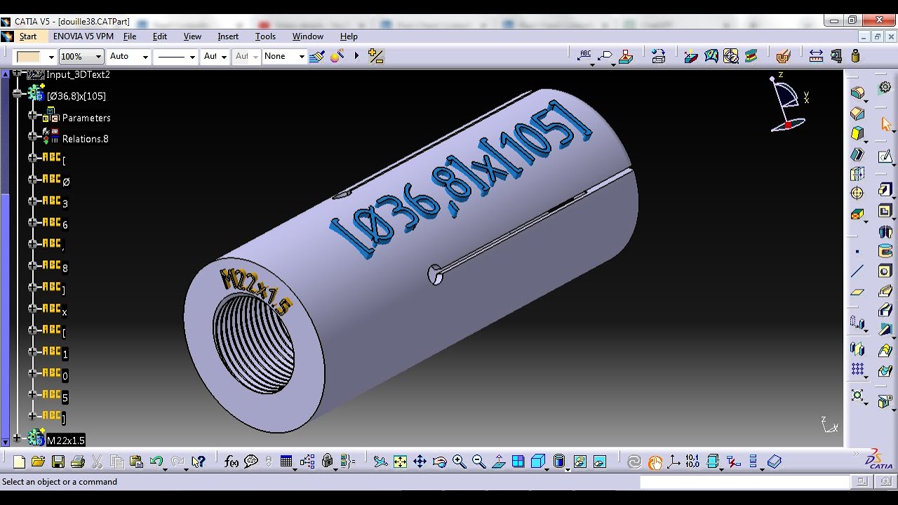 CATIA Application to generate Parametric and Curved 3D Text (video3 ...