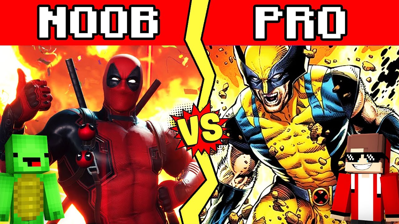 DEADPOOL VS WOLVERINE Build Battle In Minecraft - NOOB VS PRO CHALLENGE ...