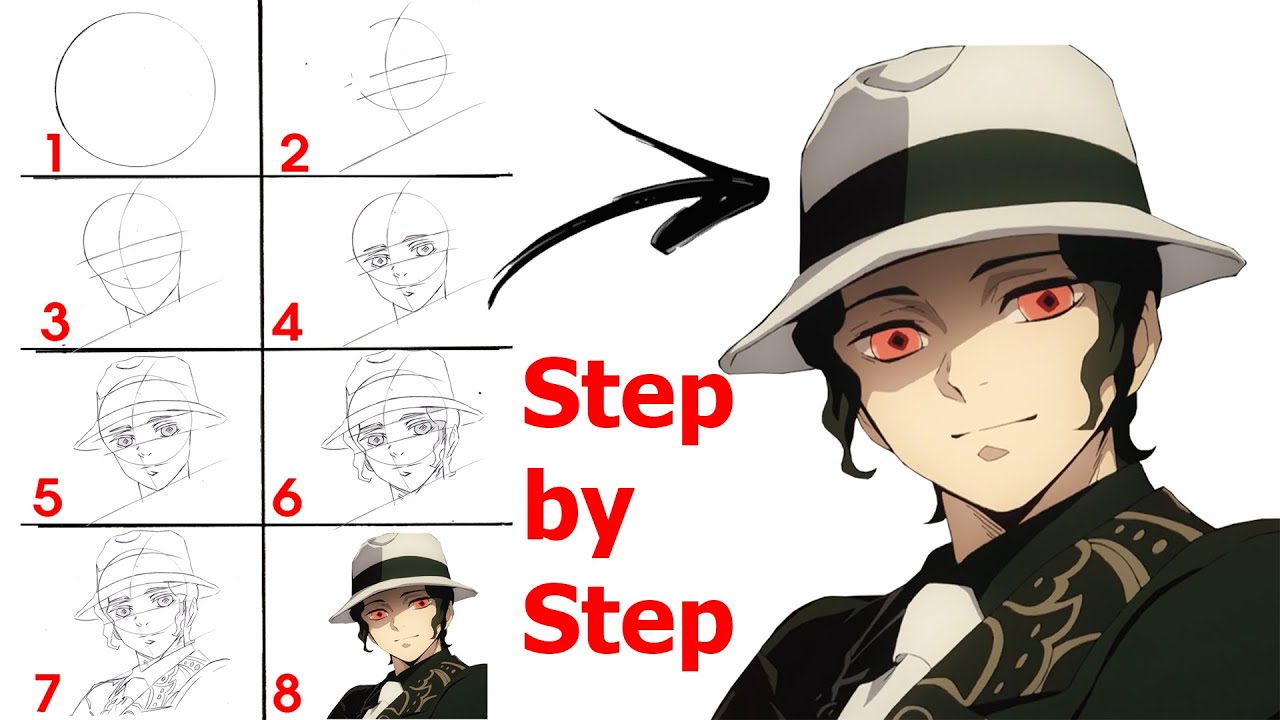 How to Draw Muzan Kibutsuji Step by Step - Dmon Slayer - YouTube