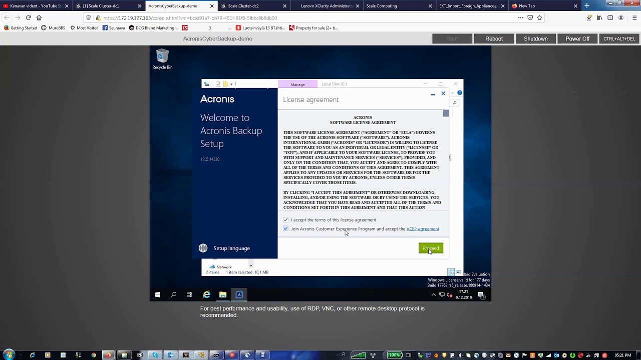 LenovoDCGFiBa HC3 -Installing Acronis Backup Server - YouTube