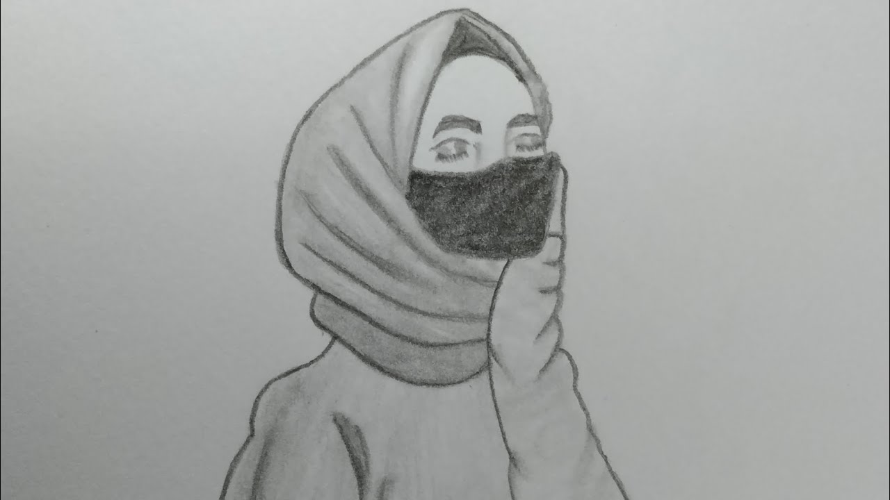 How to Draw a Girl with Hijab || Drawing Muslim Girl step by step # ...