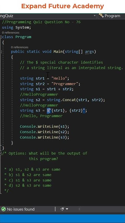 Solution for Programming Quiz Questions - Q76 - Expand Future Academy #Shorts #CSharp #Dotnet ...